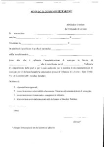 MODULO DI CONSENSO DEI PARENTI PER AMMINISTRATO - AMMINISTRATORI DI ...